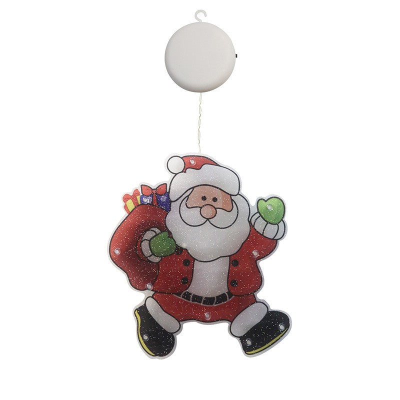 Decoratiune de Craciun pentru fereastra Mos Craciun cu sac, cu LED-uri ...